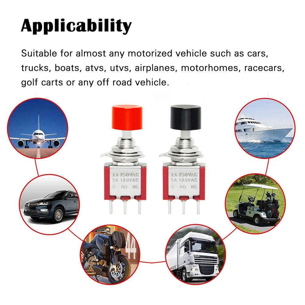 Gikfun AC 2A 250V/ 5A 120V NO/NC SPST Momentary Push Button Switch DIY